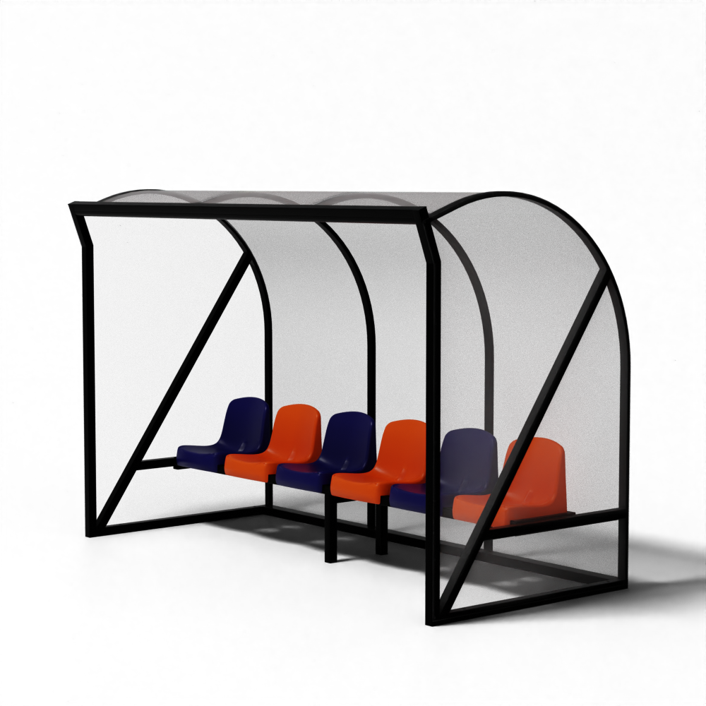 Hockey dugout met luxe zitopties en duurzame beplating
